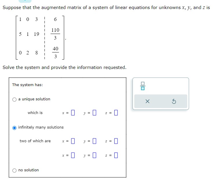 Solved Suppose that the augmented matrix of a system of | Chegg.com