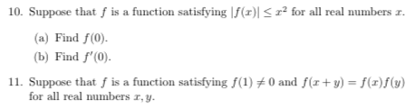 Solved 10. Suppose that f is a function satisfying f(x) | Chegg.com