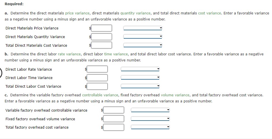 Solved a. Determine the direct materials price variance, | Chegg.com