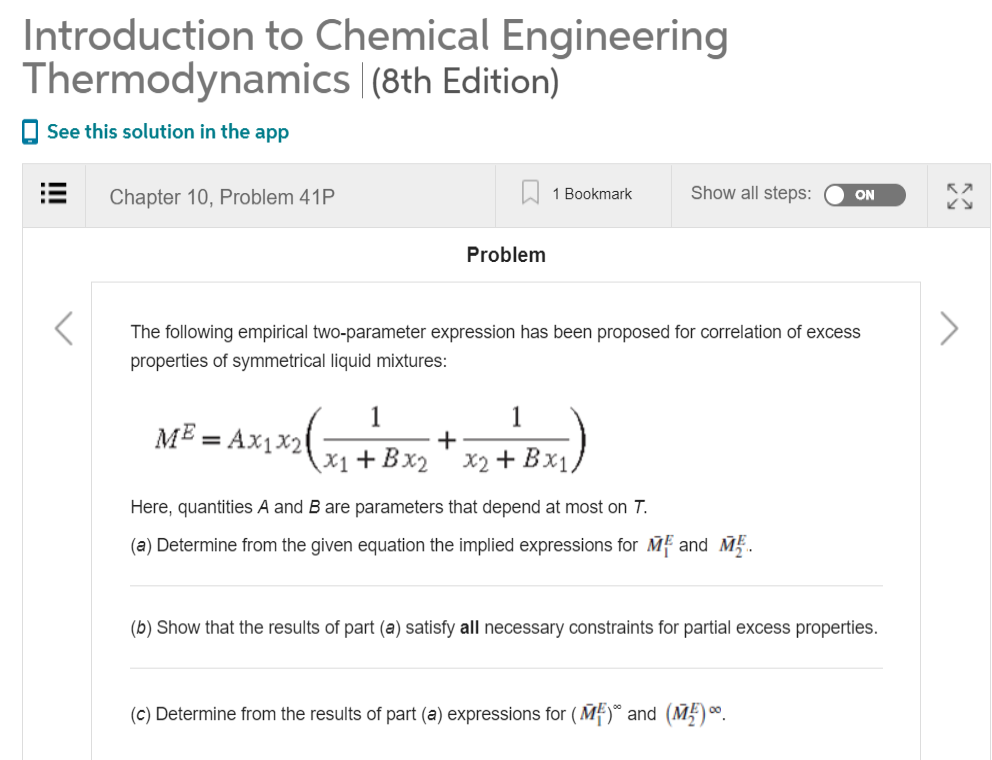 Solved Introduction to Chemical Engineering Thermodynamics | Chegg.com