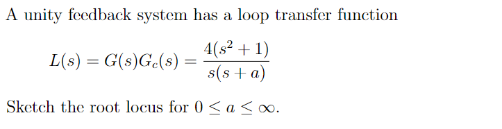 Solved A unity feedback system has a loop transfer function | Chegg.com