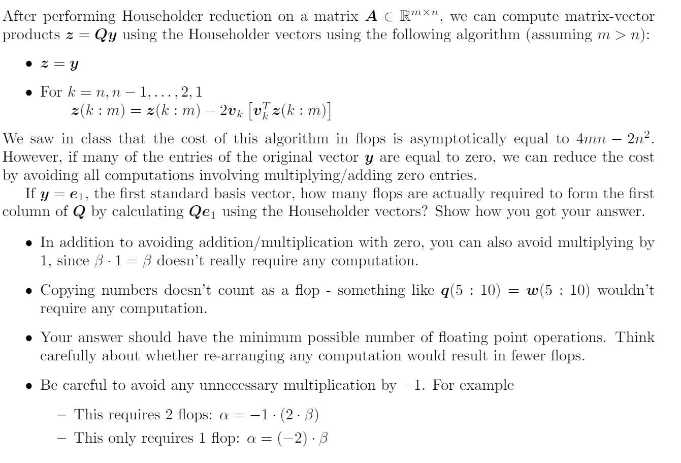 Solved After performing Householder reduction on a matrix | Chegg.com