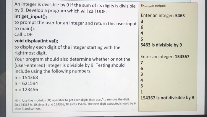 Solved An Integer Is Divisible By 9 If The Sum Of Its Digits