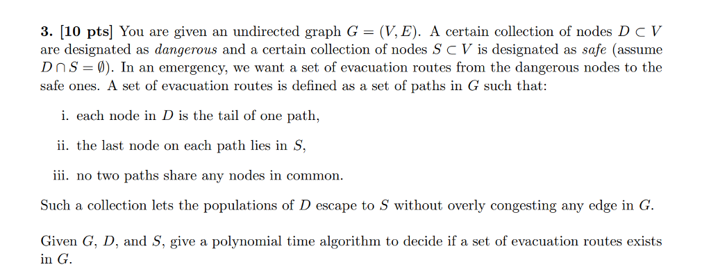 3. [10 pts You are given an undirected graph G (V, | Chegg.com