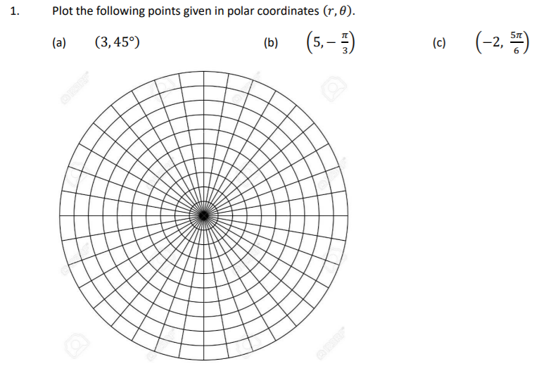 Solved 1. Plot the following points given in polar | Chegg.com
