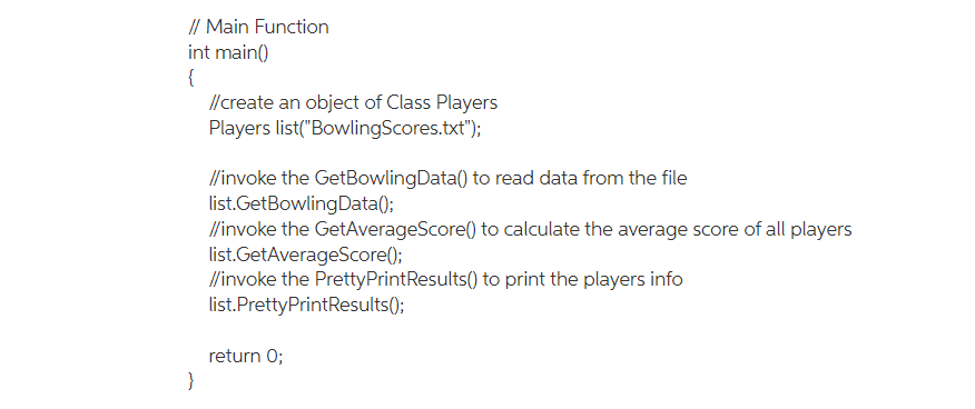 Solved // Main Function int main() { // create an object of | Chegg.com
