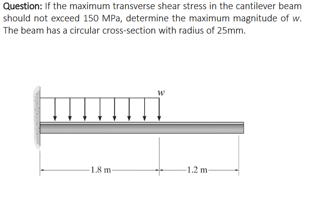 Solved Question: If the maximum transverse shear stress in | Chegg.com