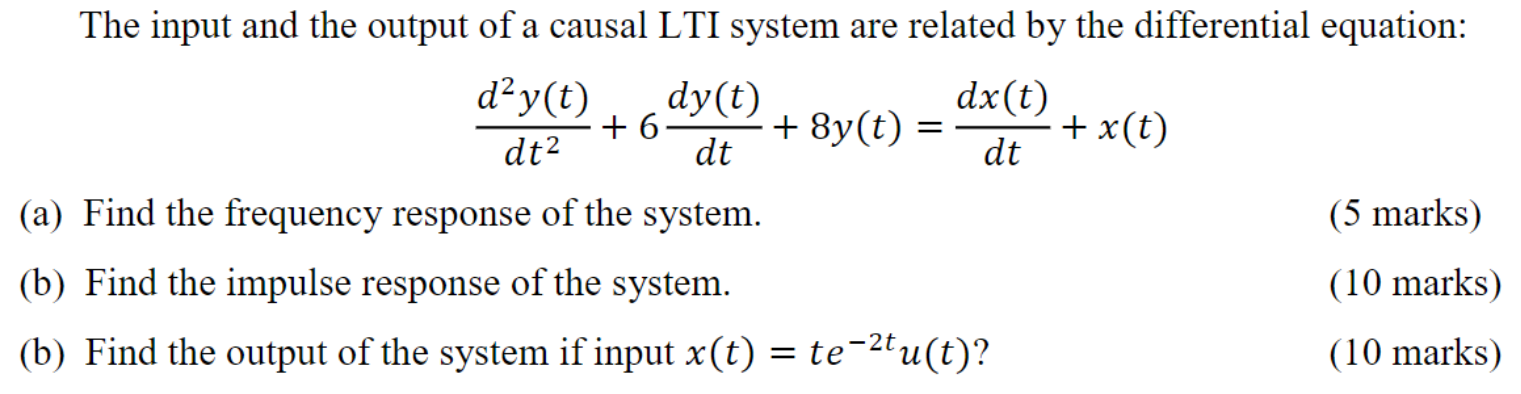 Solved = dt The input and the output of a causal LTI system | Chegg.com