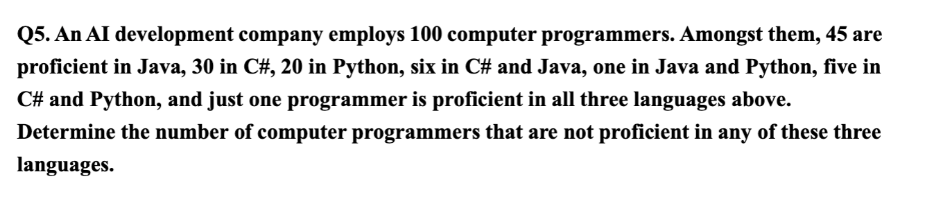 Solved Q5. An AI development company employs 100 computer | Chegg.com