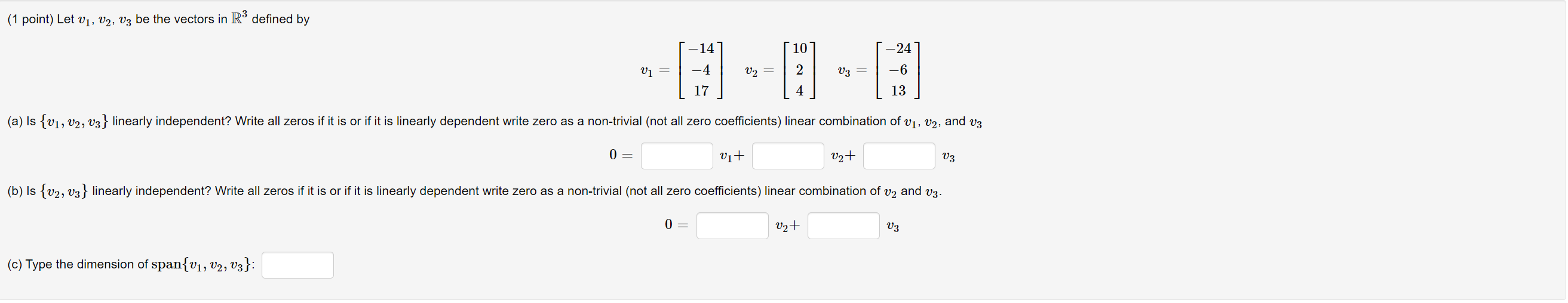 Solved (1 point) Let V1, V2, V3 be the vectors in R3 defined | Chegg.com