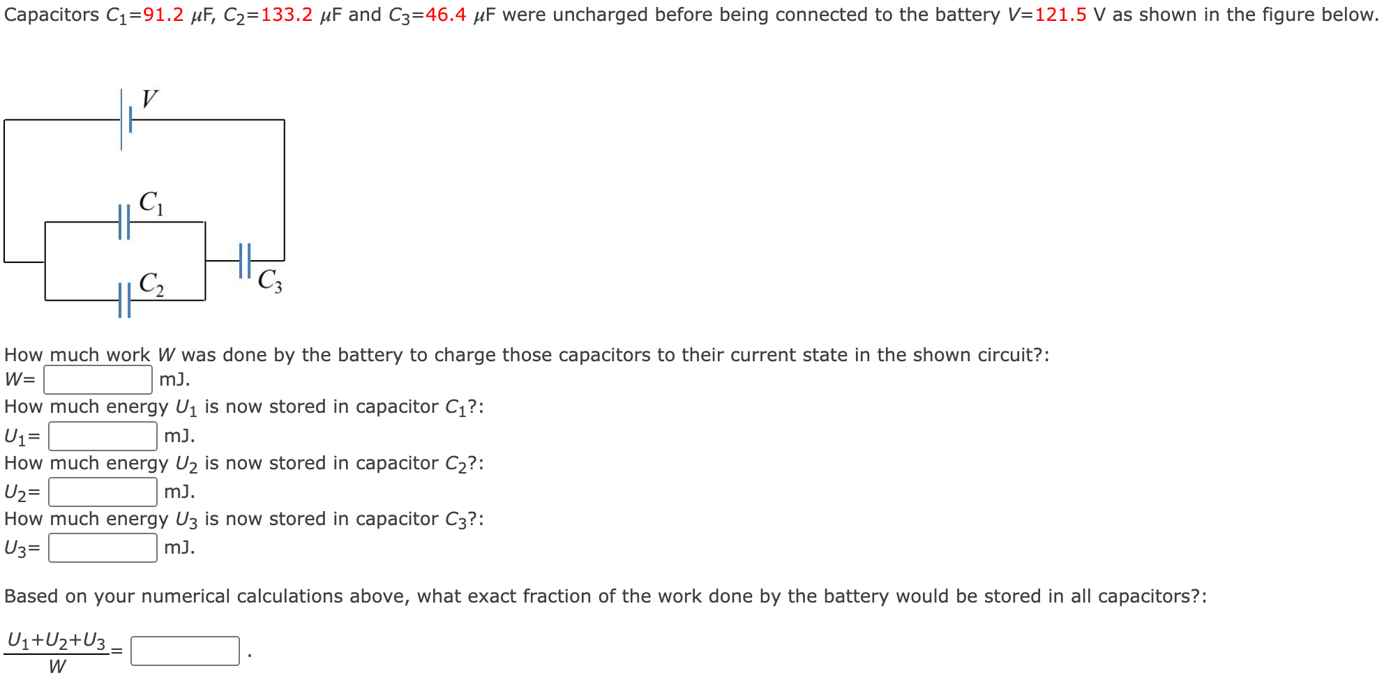 Solved Capacitors C1=91.2μF,C2=133.2μF and C3=46.4μF were | Chegg.com
