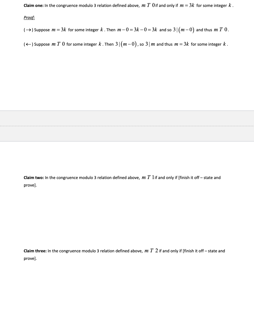 Solved The congruence modulo 3 relation T:Z→Z is defined as | Chegg.com