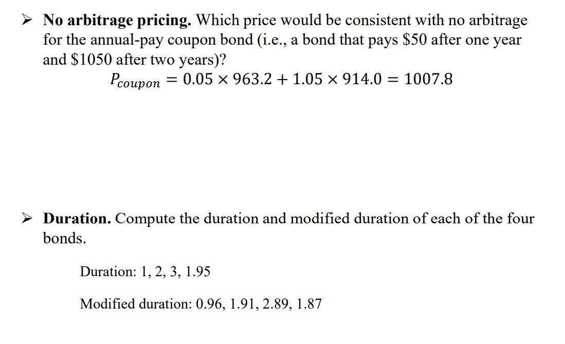 Please tell me how to calculate the duration and | Chegg.com
