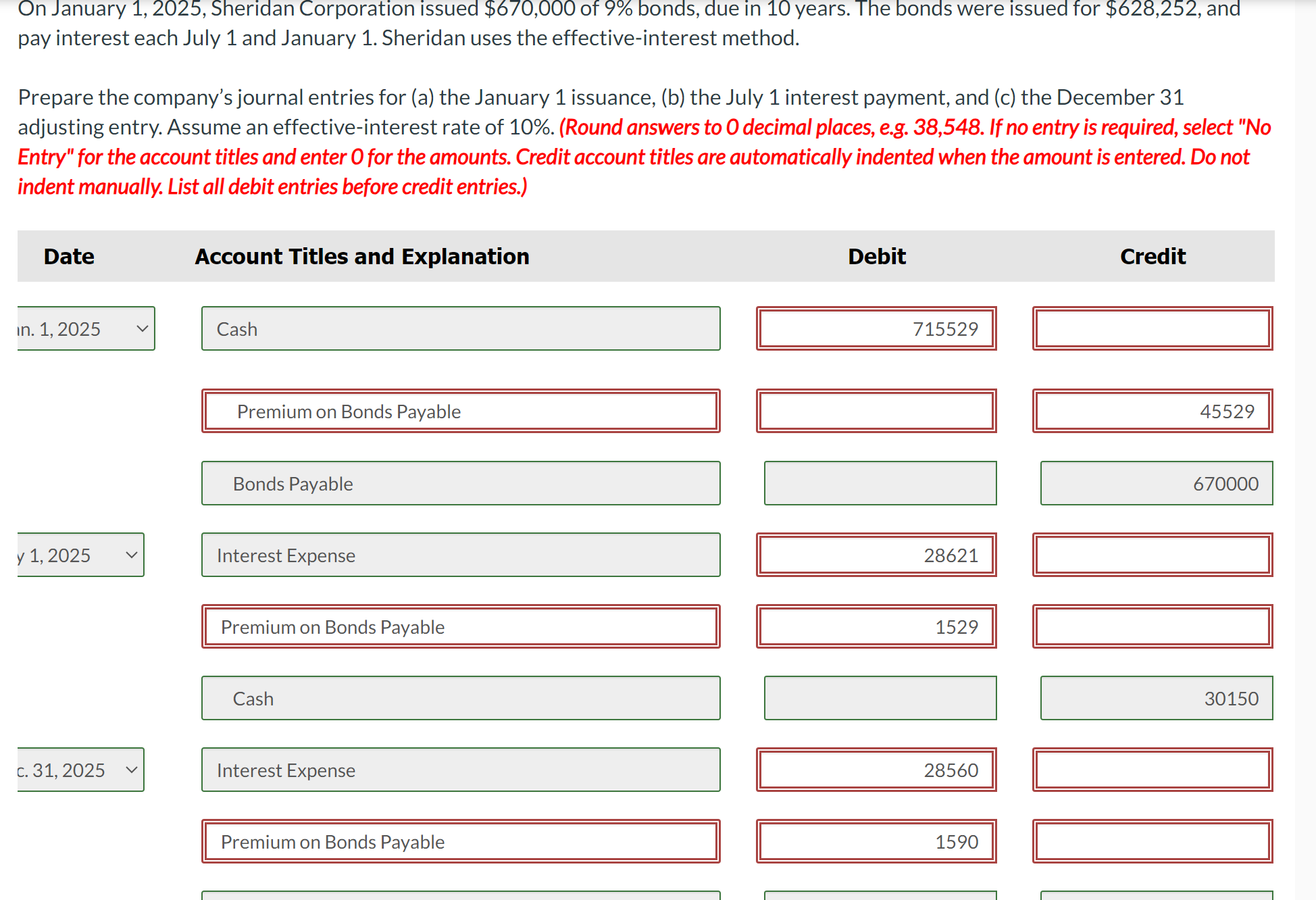 Solved On January 1,2025 , Sheridan Corporation issued | Chegg.com