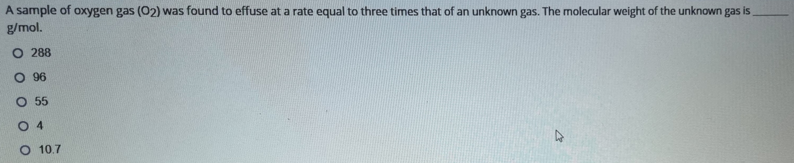 Solved A sample of oxygen gas (O2) was found to effuse at a | Chegg.com