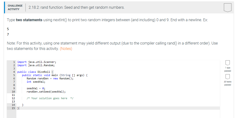 Solved CHALLENGE 2.18.2: rand function: Seed and then get | Chegg.com Solved CHALLENGE 2.18.2: rand function: Seed and then get | Chegg.com
