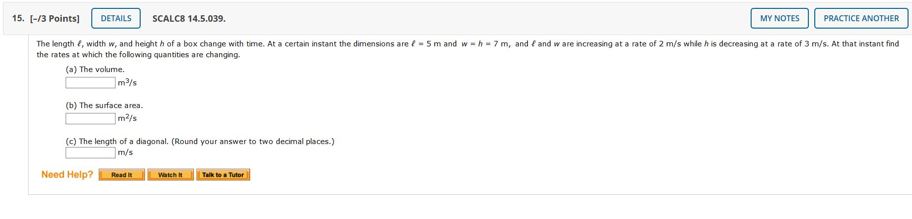 Solved 15. [-13 Points] DETAILS SCALC8 14.5.039. MY NOTES | Chegg.com
