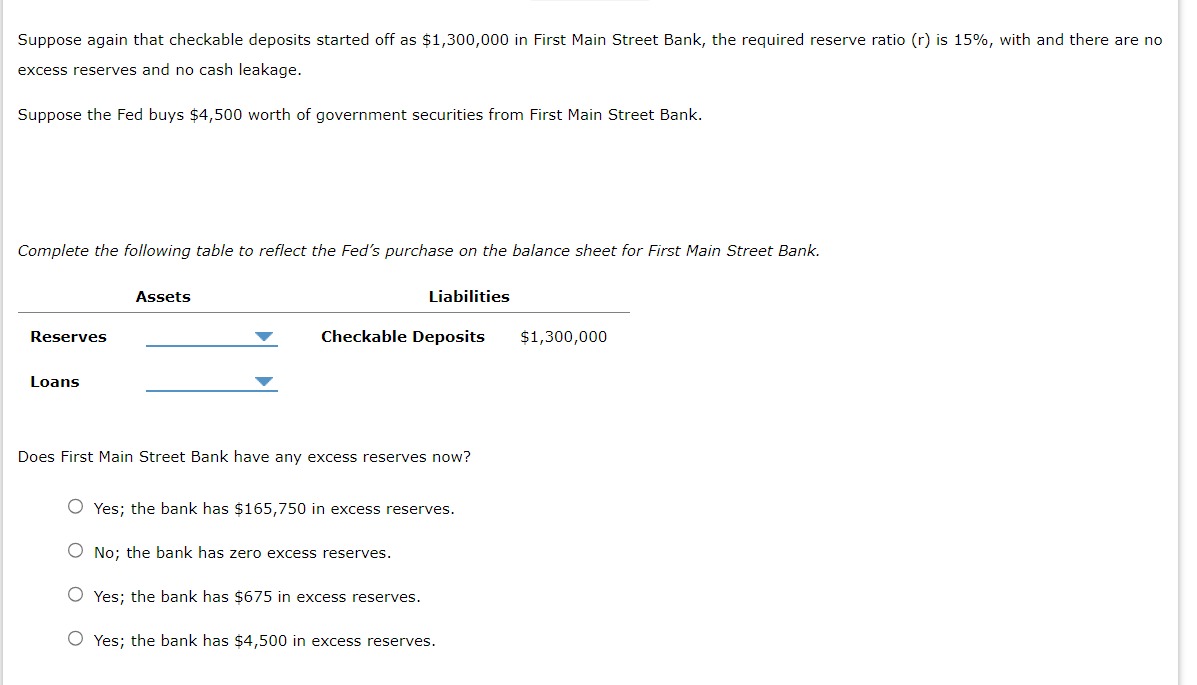 Suppose again that checkable deposits started off as | Chegg.com