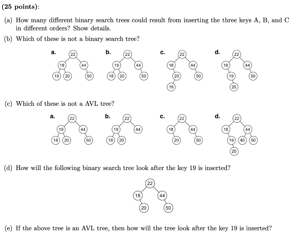 Solved (25 points): (a) How many different binary search | Chegg.com
