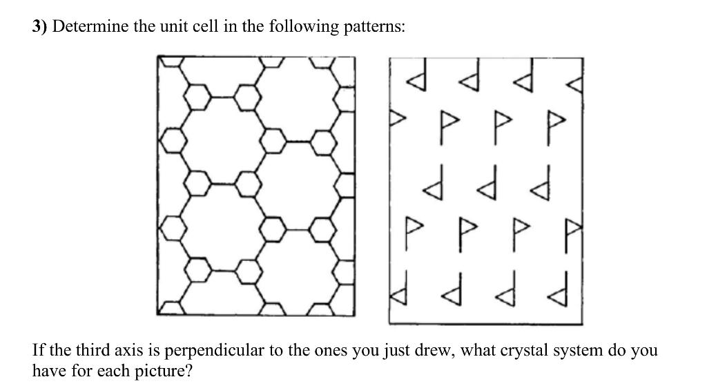 Solved 3) Determine the unit cell in the following patterns: | Chegg.com