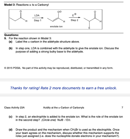 Solved Model 3: Reactions a to a Carbonyl o LDA Step 1 E | Chegg.com