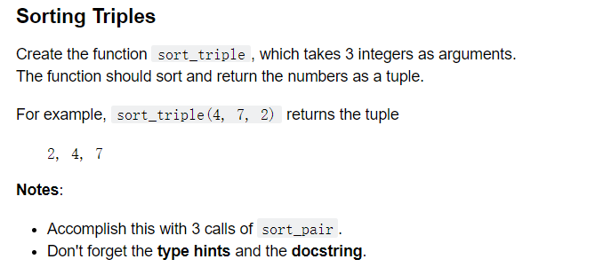 Solved Sorting Triples Create the function sort_triple , | Chegg.com
