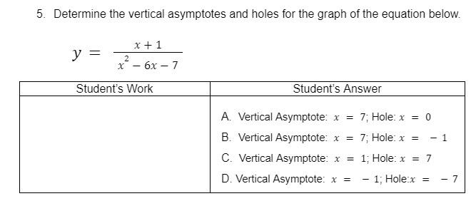 Solved 5. Determine the vertical asymptotes and holes for | Chegg.com