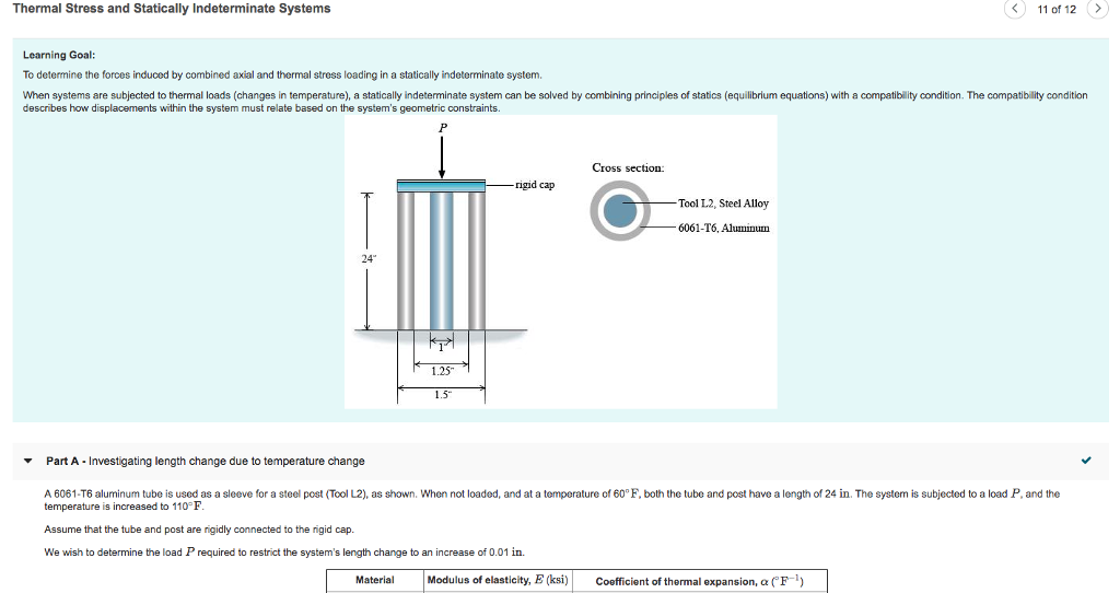 Solved Thermal Stress and Statically Indeterminate Systems | Chegg.com