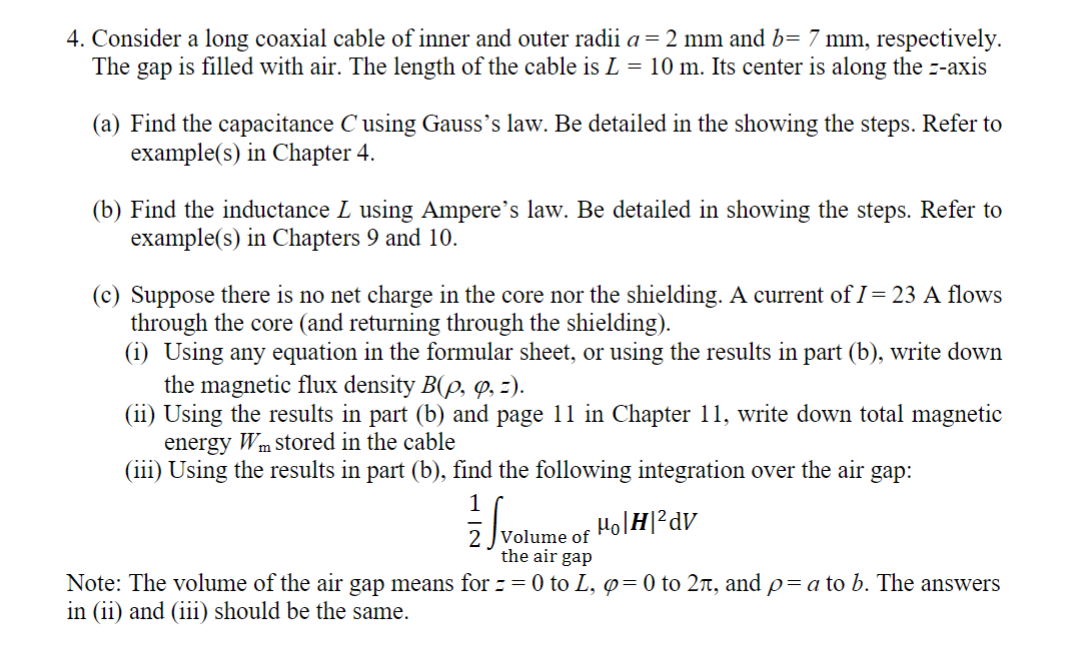 Solved Consider a long coaxial cable of inner and outer | Chegg.com