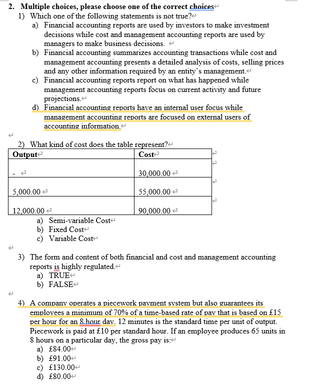 Solved 2. Multiple choices, please choose one of the correct | Chegg.com