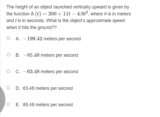 Solved The height of an object launched vertically upward is | Chegg.com