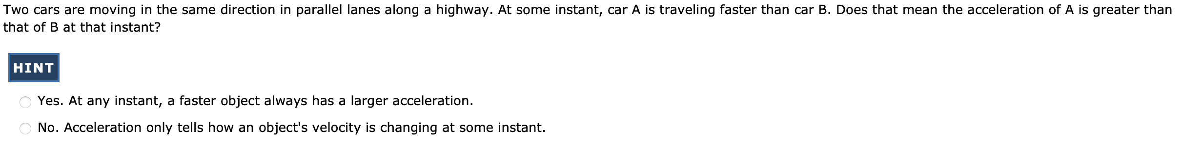Solved Two cars are moving in the same direction in parallel | Chegg.com