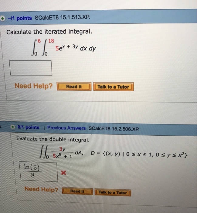 Solved -1 points SCalcET8 15.1.513.XP. Calculate the | Chegg.com