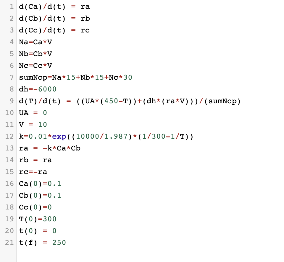 Solved \begin{tabular}{r|l} 1 & d(Ca)/d(t)=ra \\ 2 & | Chegg.com