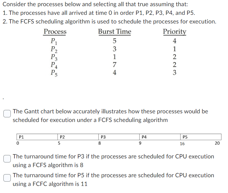 Solved Consider the processes below and selecting all that | Chegg.com