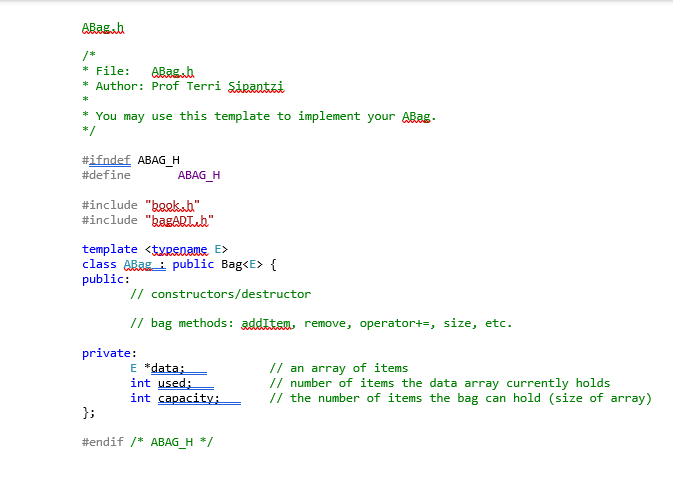 Solved a Use the bag ADT provided to create an array-based | Chegg.com