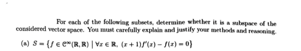 Solved For each of the following subsets, determine whether | Chegg.com