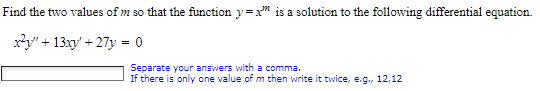 Solved Find the two values of m so that the function y=xm is | Chegg.com