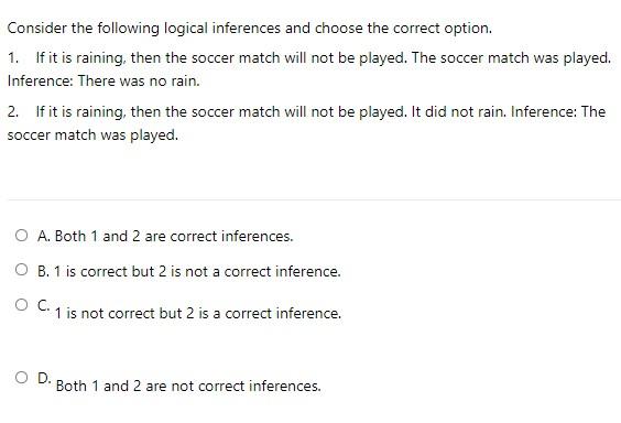 Solved Consider the following logical inferences and choose | Chegg.com