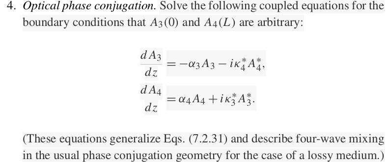 4. Optical phase conjugation. Solve the following | Chegg.com