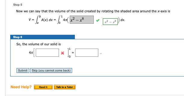 Solved Step 5 Now we can say that the volume of the solid | Chegg.com