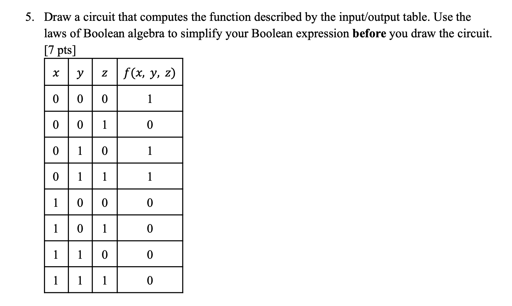 Solved a Z 5. Draw a circuit that computes the function | Chegg.com