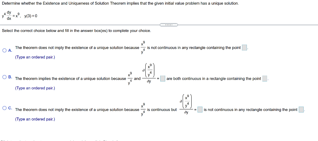 Solved Determine whether the Existence and Uniqueness of | Chegg.com