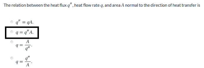 Solved The relation between the heat fluxq", heat flow rate | Chegg.com
