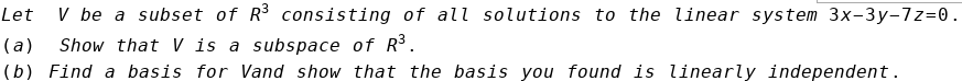 Solved Let V be a subset of R3 consisting of all solutions | Chegg.com