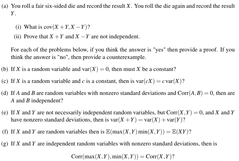 Solved (a) You roll a fair six-sided die and record the | Chegg.com