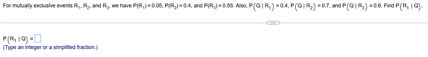 Solved For mutually exclusive events R Subscript 1 , R | Chegg.com