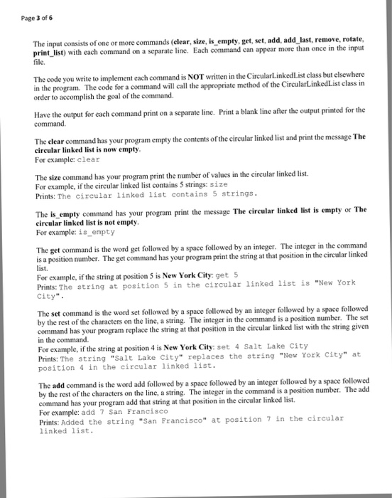 Solved Page 1 of 6 Circular Linked List Assignment Overview | Chegg.com