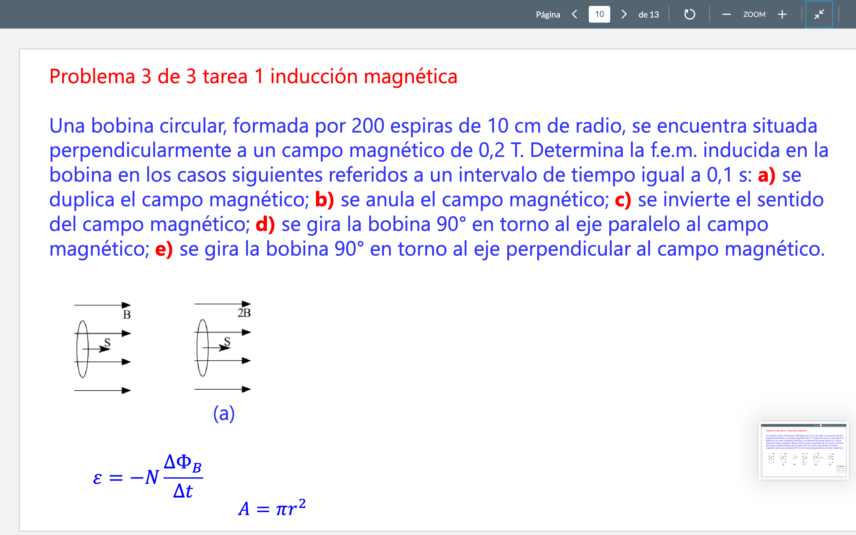 Solved Problema 3 de 3 tarea 1 inducción magnética Una | Chegg.com