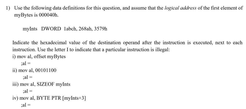 Solved 1 Use The Following Data Definitions For This
